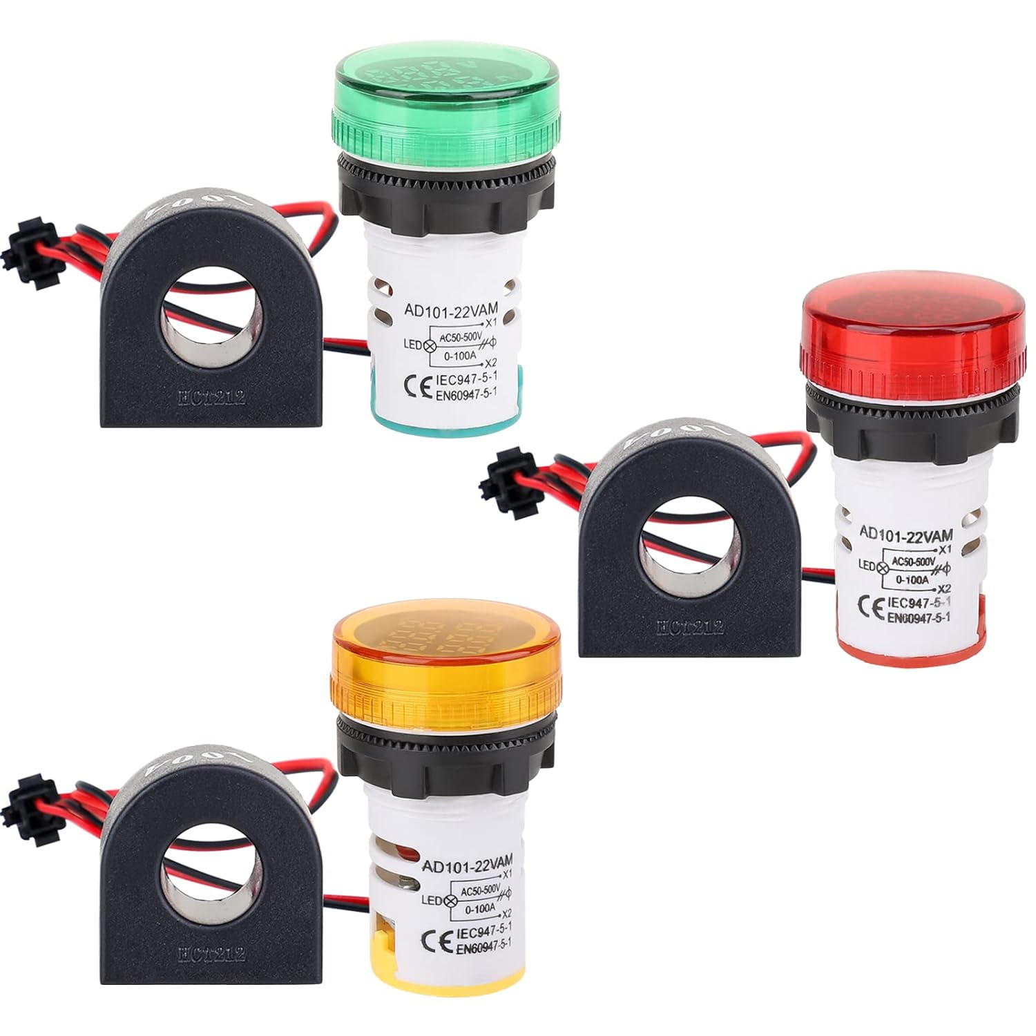 DROK AC Volt Amp Meter, 3pcs AC 60-500V 100A Voltage Current Monitor ...