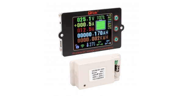 Wireless Charge-Discharge Multi Meter, DROK 0-100V 100A DC Coulometer ...