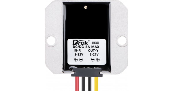Voltage Reducer, DROK DC-DC Buck Converter DC 8-32V to DC 3-24V 5A ...
