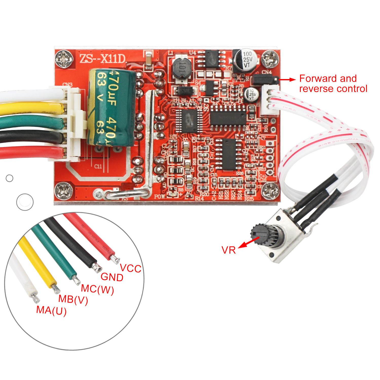 350W Brushless Motor Controller DC 6.5-50V 16A Three-phrase Brushless ...