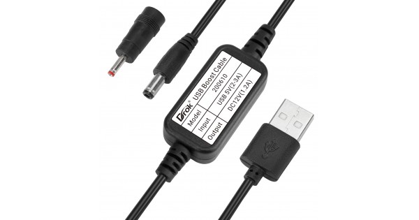 USB to 12v, DROK 5v to 12v USB Boost Converter, USB Cable DC 5v Step Up to 12v, 1A Power ...