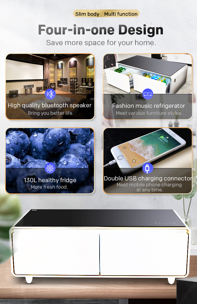 Smart Intelligent Music Refrigerator with Bluetooth Speaker and Double ...